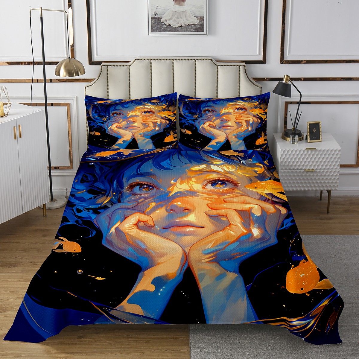 3D Anime Girl King Quilt Set,Japanese Style Anime Kawaii Bedding Set ...