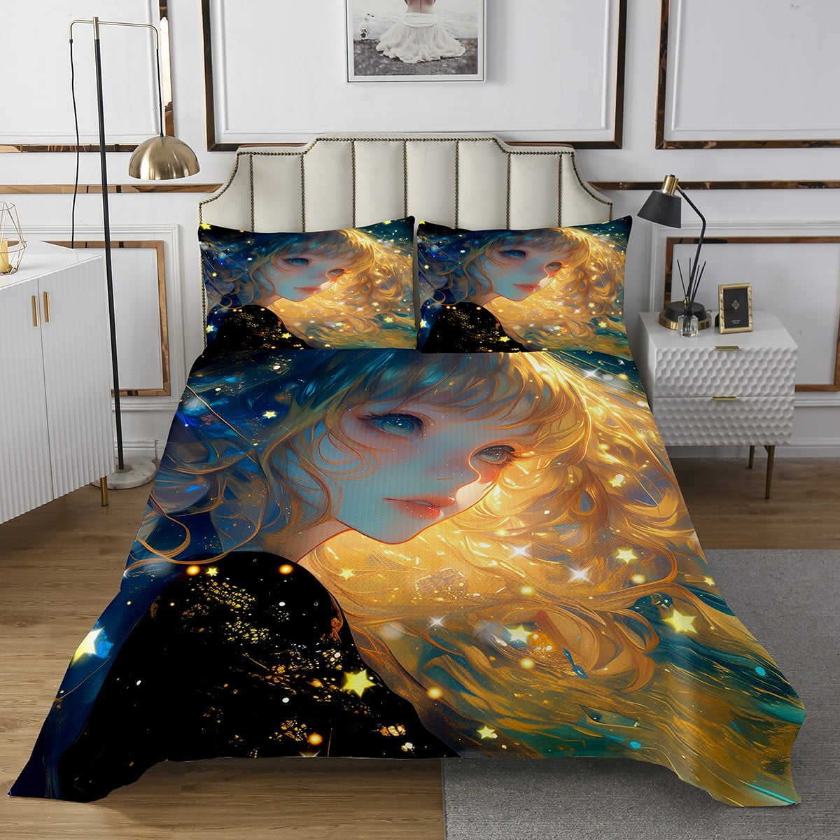 3D Anime Queen Quilt Set,Japanese Style Anime Kawaii Bedding Set Room ...