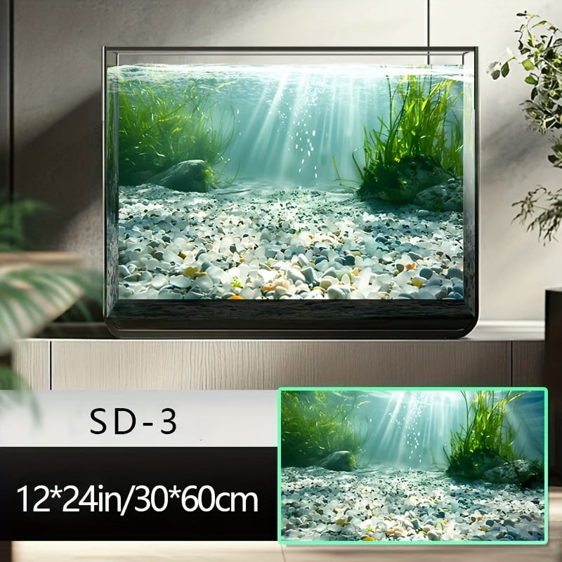 3D Aquarium Background Sticker, Pre-Cut No Trim Needed, Reusable ...
