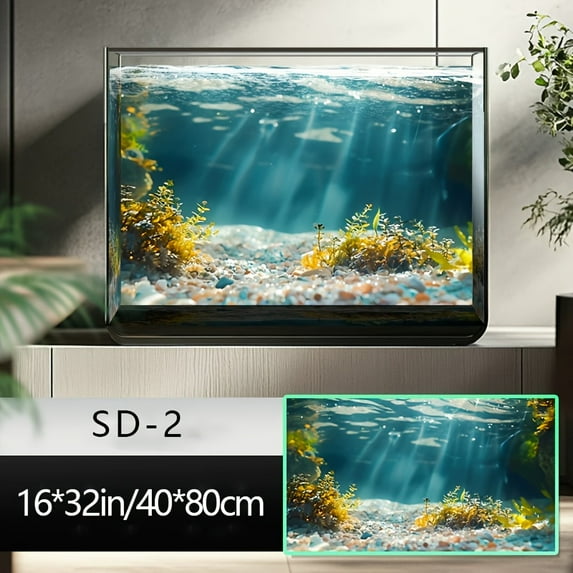 3D Aquarium Background Sticker, Pre-Cut No Trim Needed, Reusable ...