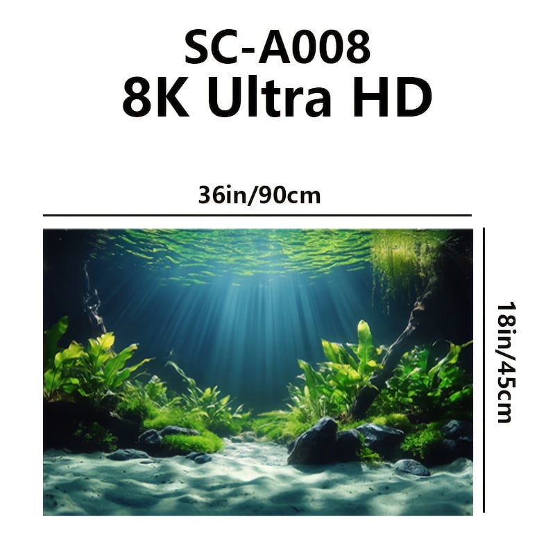 3D Aquarium Background with Sunlight Effect, Reusable Adhesive, Easy ...