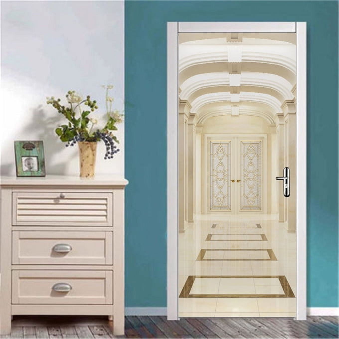 3D Arched Corridor Door Sticker Self-Adhesive Poster Wall Stickers ...