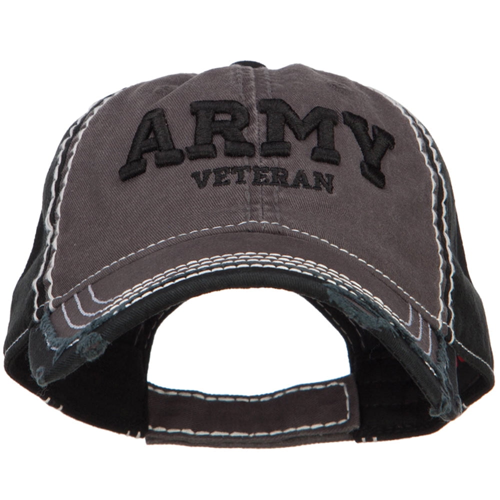 3D Army Veteran Embroidered Vintage Frayed Cap - Charcoal OSFM ...