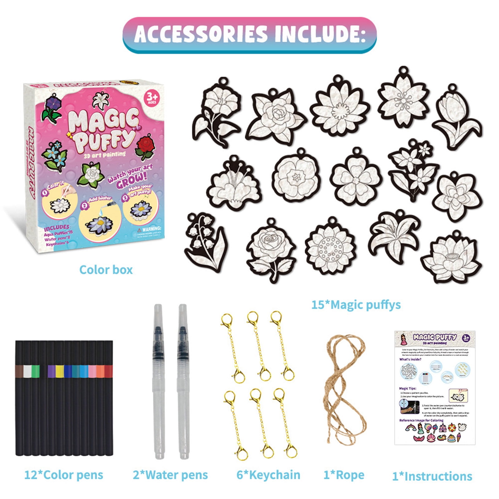 3D Art Kit - Puffs Animals Magic Foam Texture Painting Kit, Stocking ...