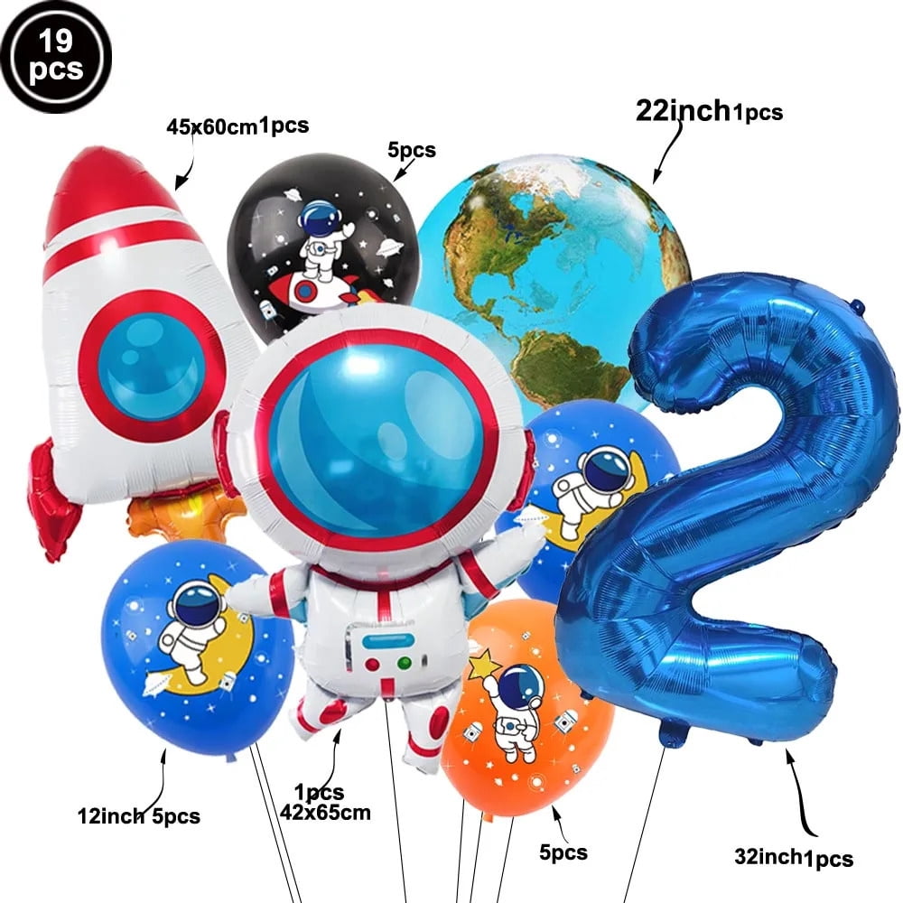 3D Astronaut Foil Balloon Rocket Balloons Space Ballons For Boy Kids ...