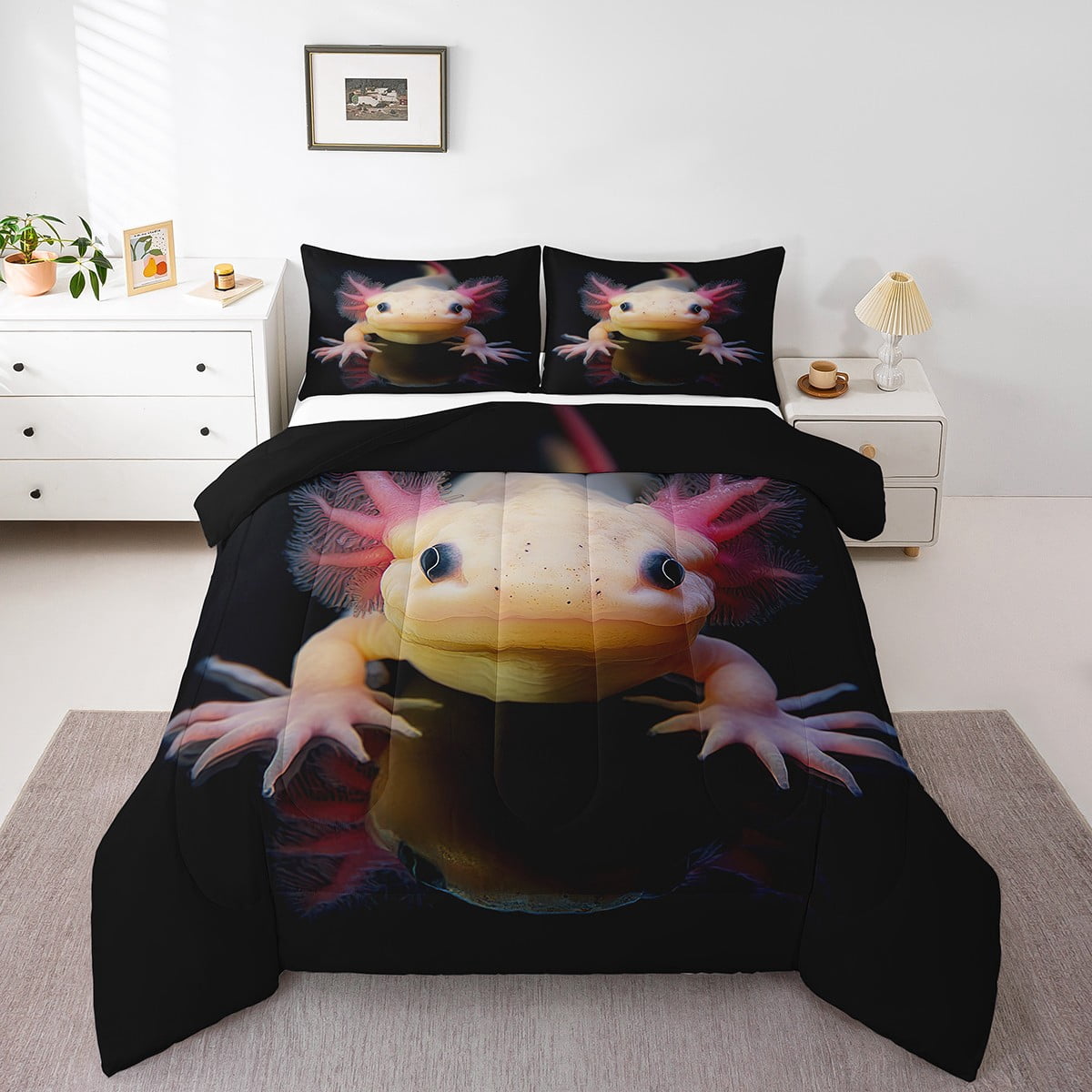 3D Axolotl Bedding Set,Coastal Animal Comforter Sets Full Size,Tropical ...