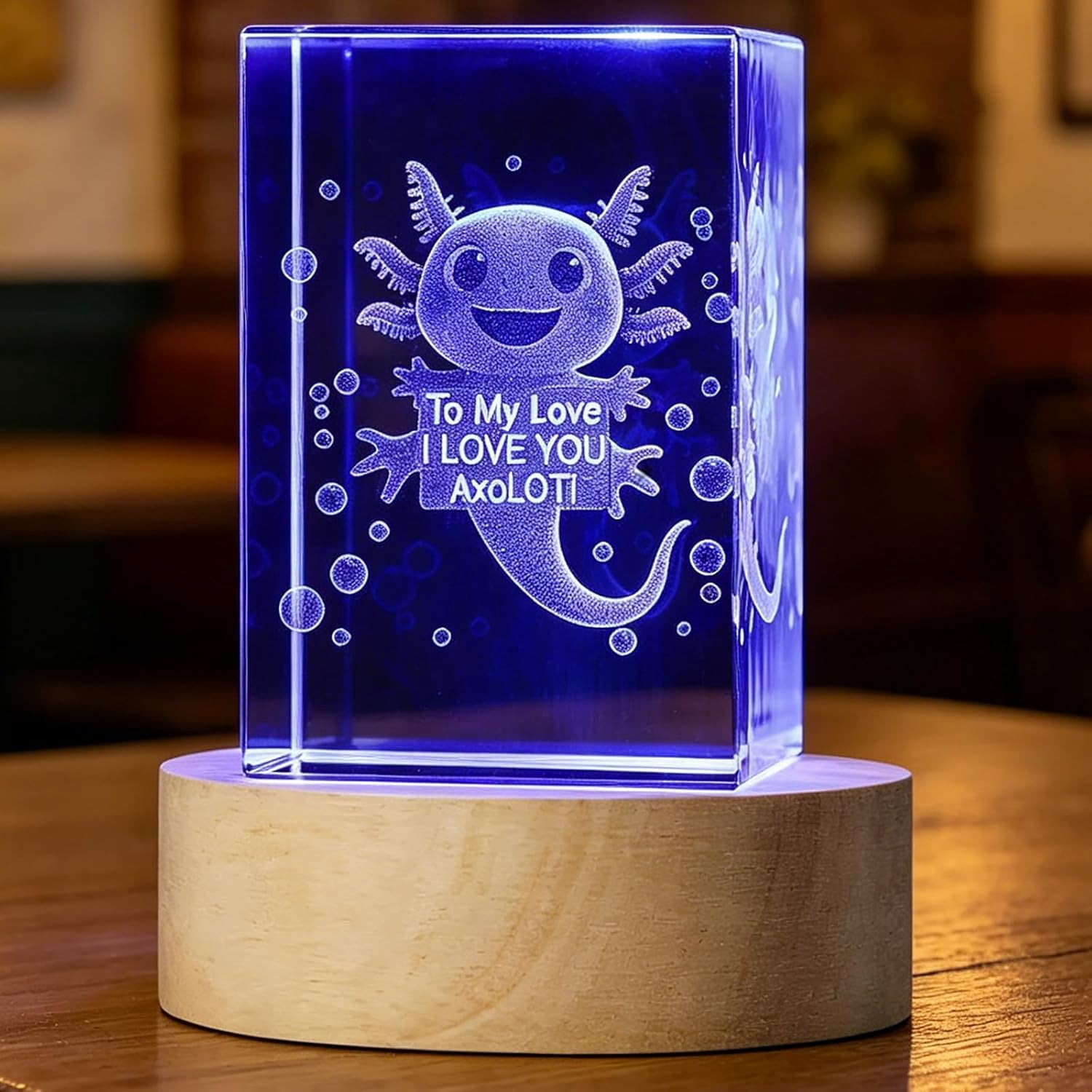 3D Axolotl Crystal Ball Night Light,5Colors Led Crystal Ball with ...
