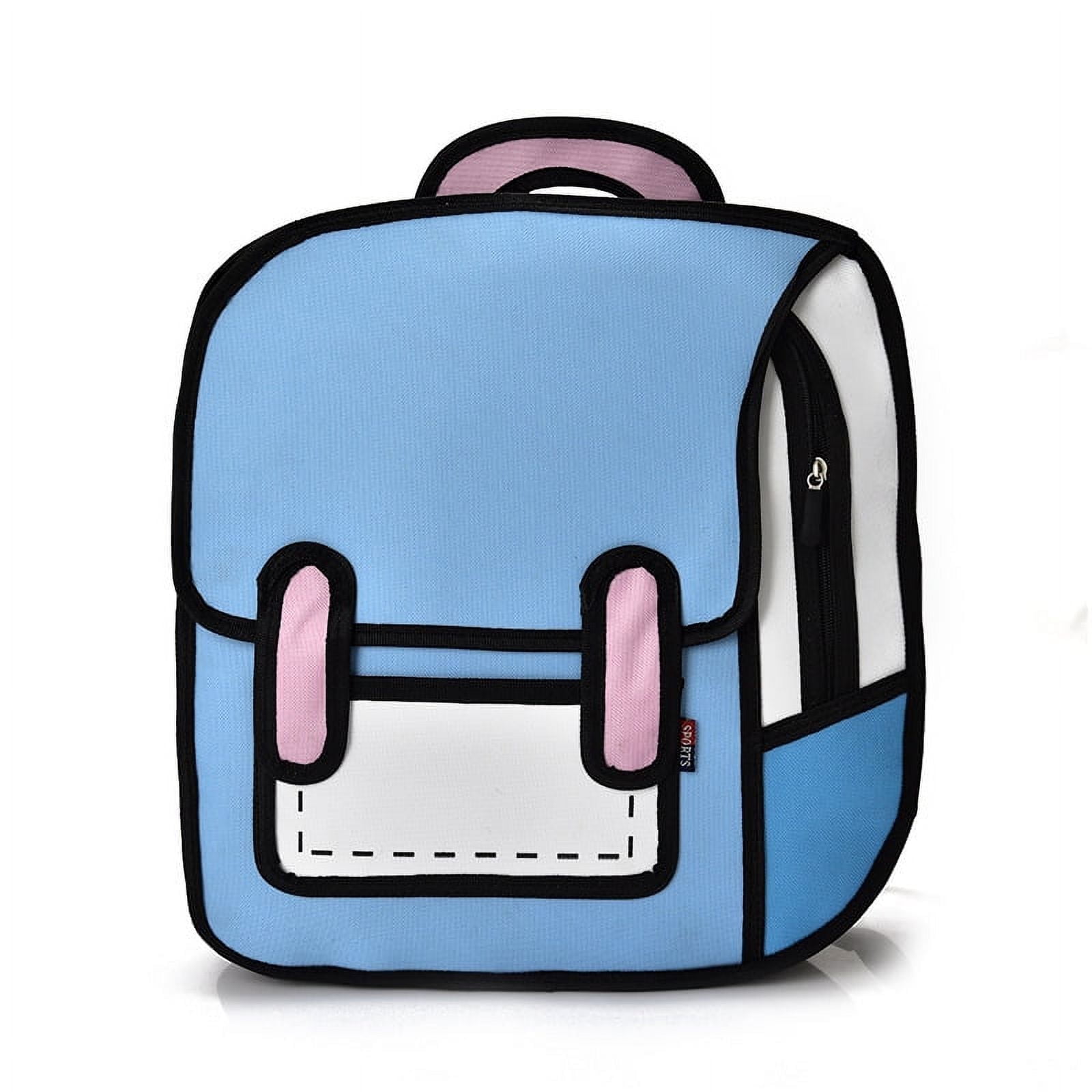 Backpack Cute Cartoon 3D Jump Style 2D Drawing from Comic Paper Anime ...