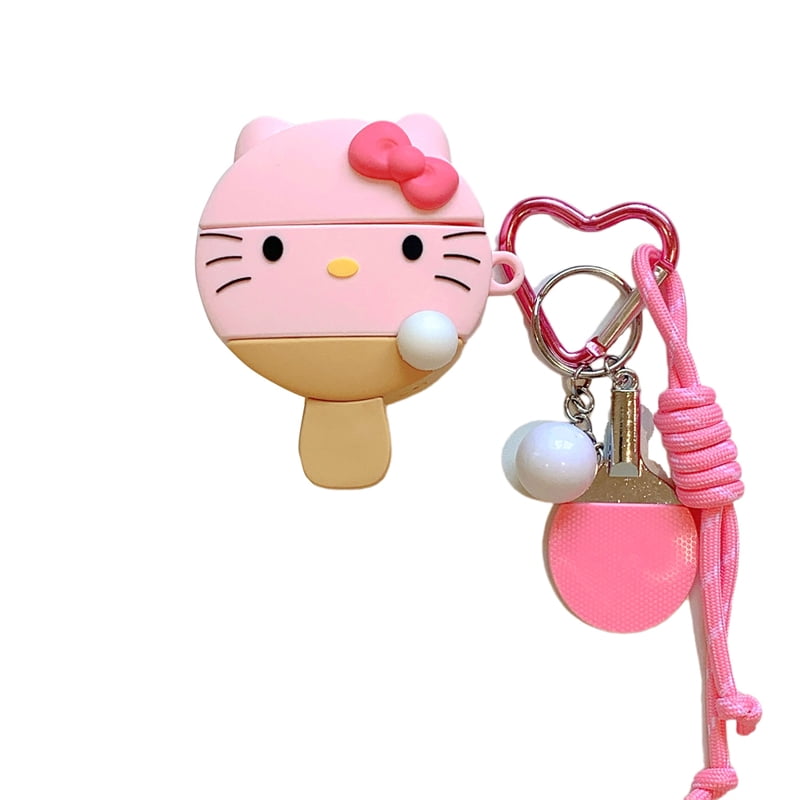 3D Badminton Racket Hello Kitty Earphone Cover For Apple AirPods 4 1 2 3 Generation Airpods Pro ...