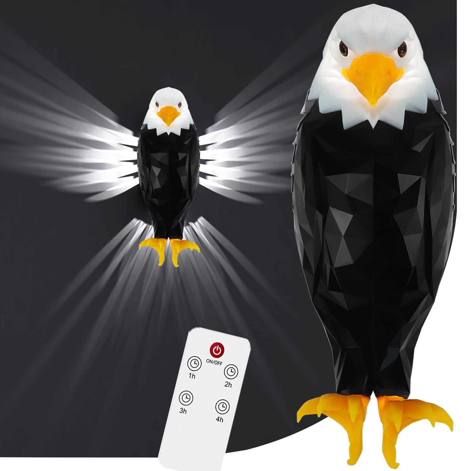 3D Bald Eagle Wall Light, American Eagle LED Night Light with Remote ...