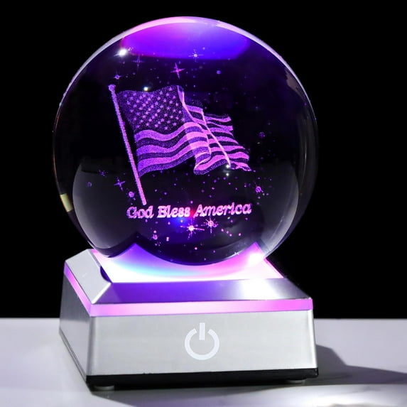 3D Ball Engraved American Flag Gifts for , Women, Him Father - Ball ...