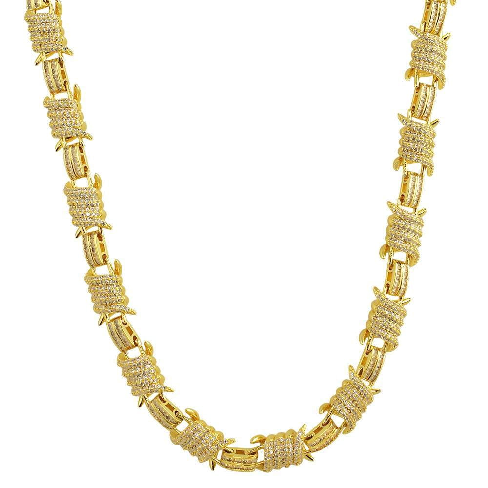 3D Barb Wire Baguette Bling Bling CZ Iced Out Chain - Walmart.com