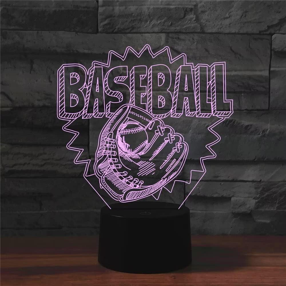 3D Baseball Glove Optical Illusion Night Light, LED Table Desk Lamps,7 ...