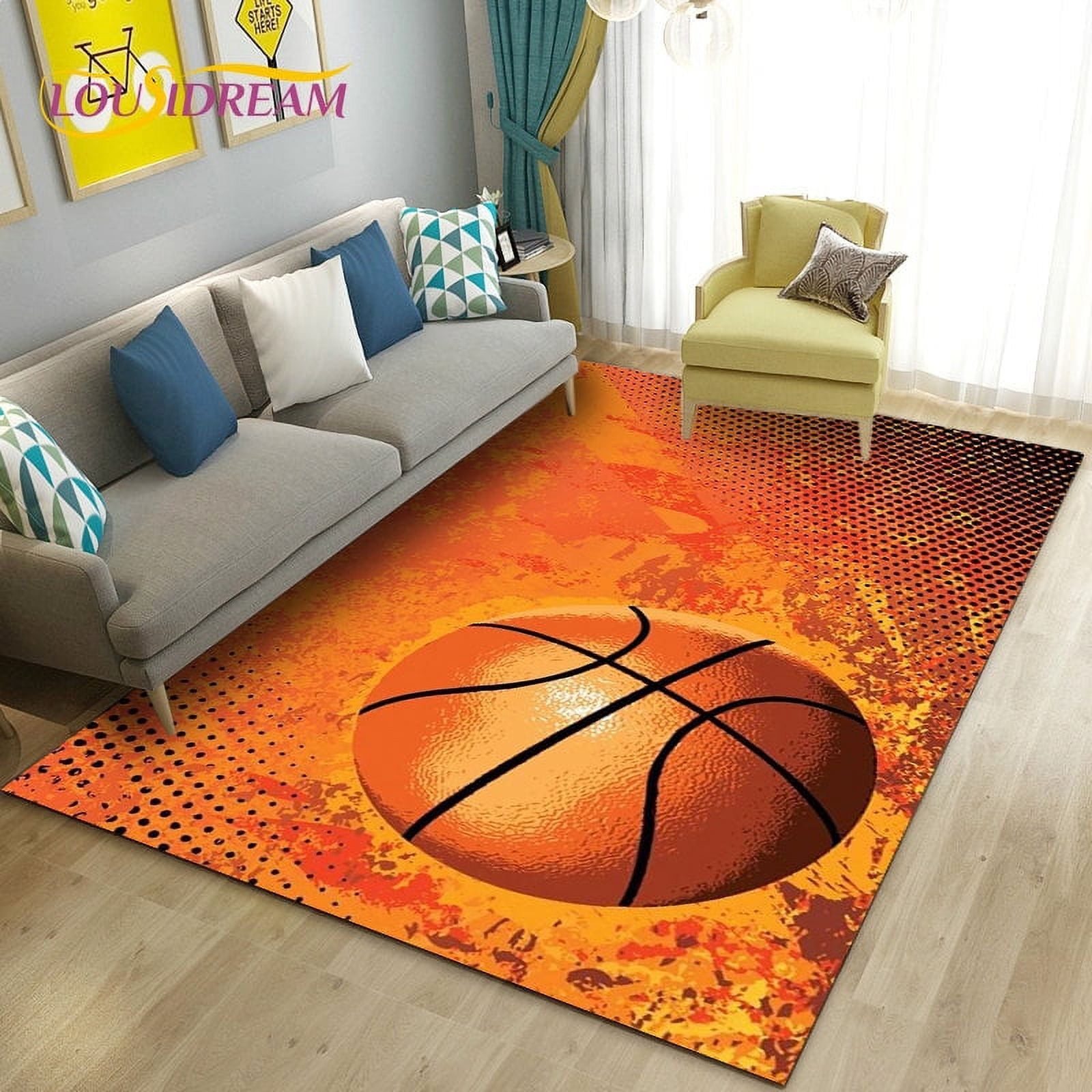 3D Basketball Area Rug Large Carpet Rug for Living Room Bedroom Sofa ...