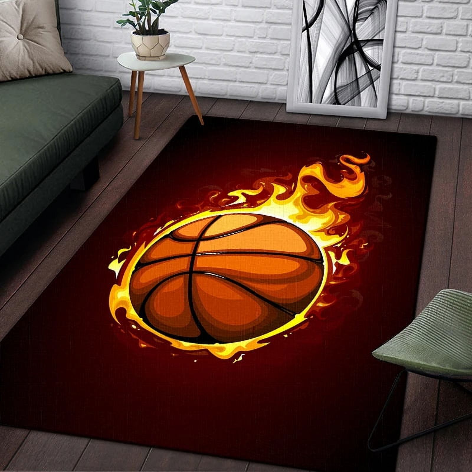 3D Basketball Area Rug Large Carpet Rug for Living Room Bedroom Sofa ...