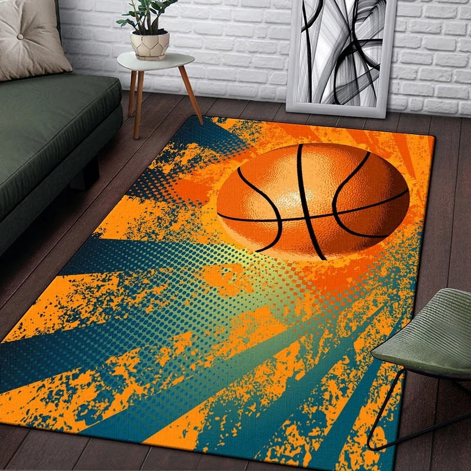 3D Basketball Area Rug Large Carpet Rug for Living Room Bedroom Sofa ...