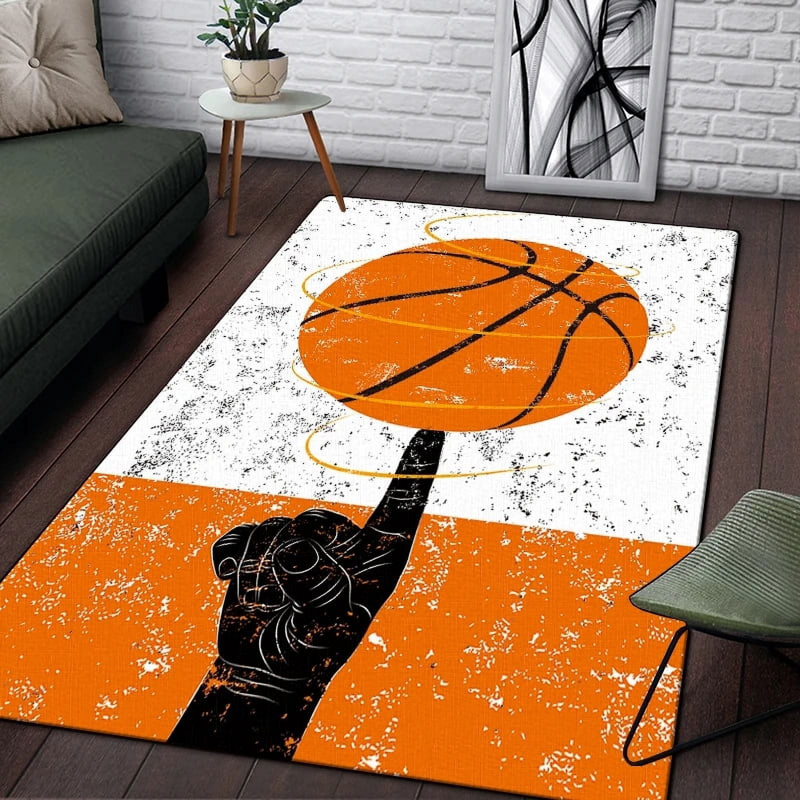 3D Basketball Area Rug Large Carpet Rug for Living Room Bedroom Sofa ...
