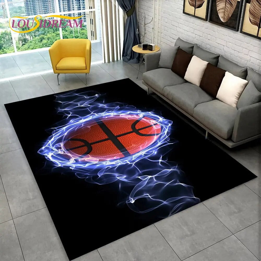 3D Basketball Cour Cartoon Area Rug Large Carpet Rug for Living Room ...