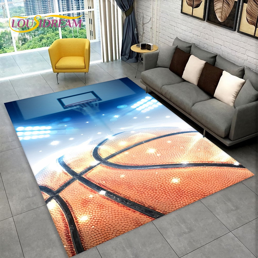 3D Basketball Cour Cartoon Area Rug Large Carpet Rug for Living Room ...