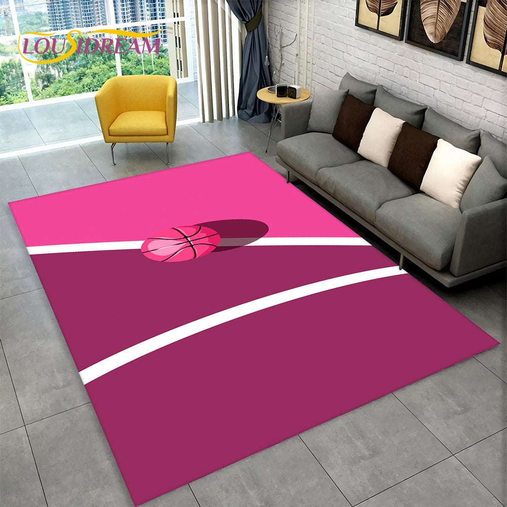 3D Basketball Cour Cartoon Area Rug Large Carpet Rug for Living Room ...