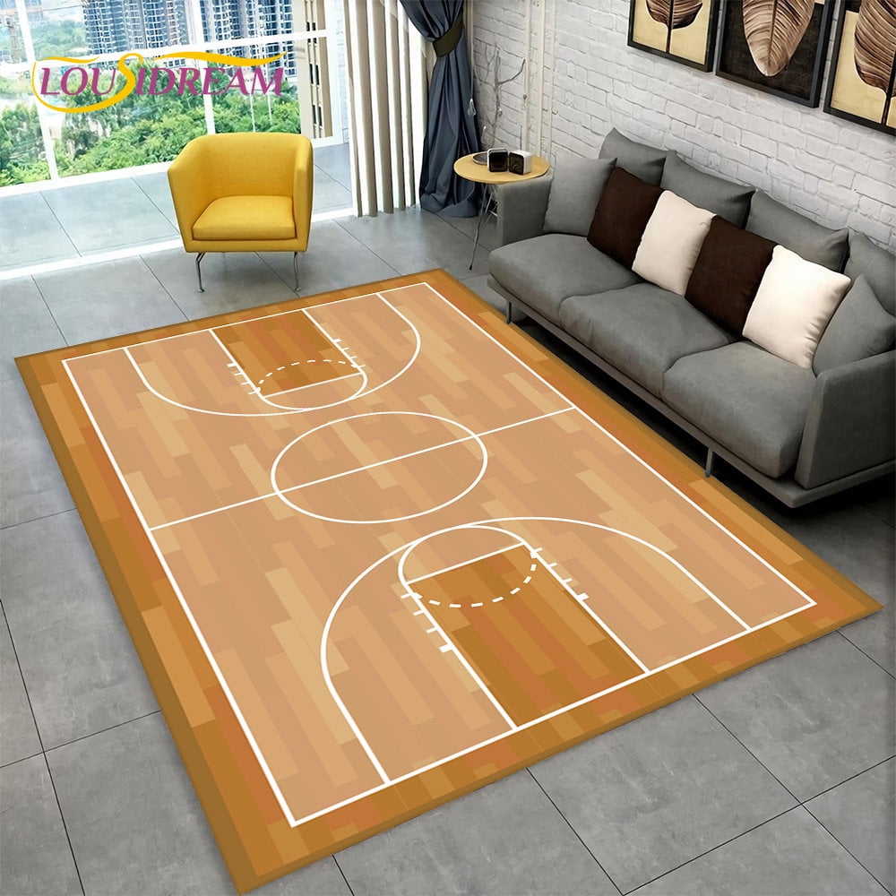3D Basketball Cour Cartoon Area Rug Large Carpet Rug for Living Room ...
