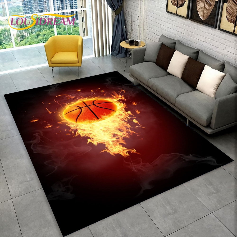 3D Basketball Cour Cartoon Area Rug Large Carpet Rug for Living Room ...