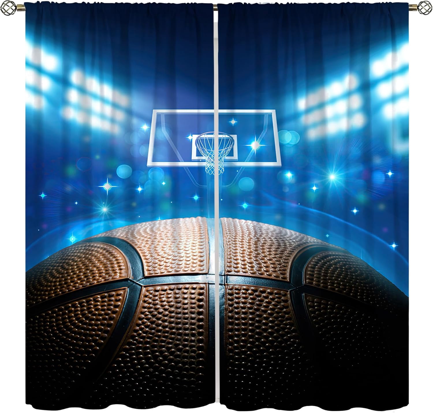 3D Basketball Curtains, Sports Theme Court Arena Stadium Stadium ...