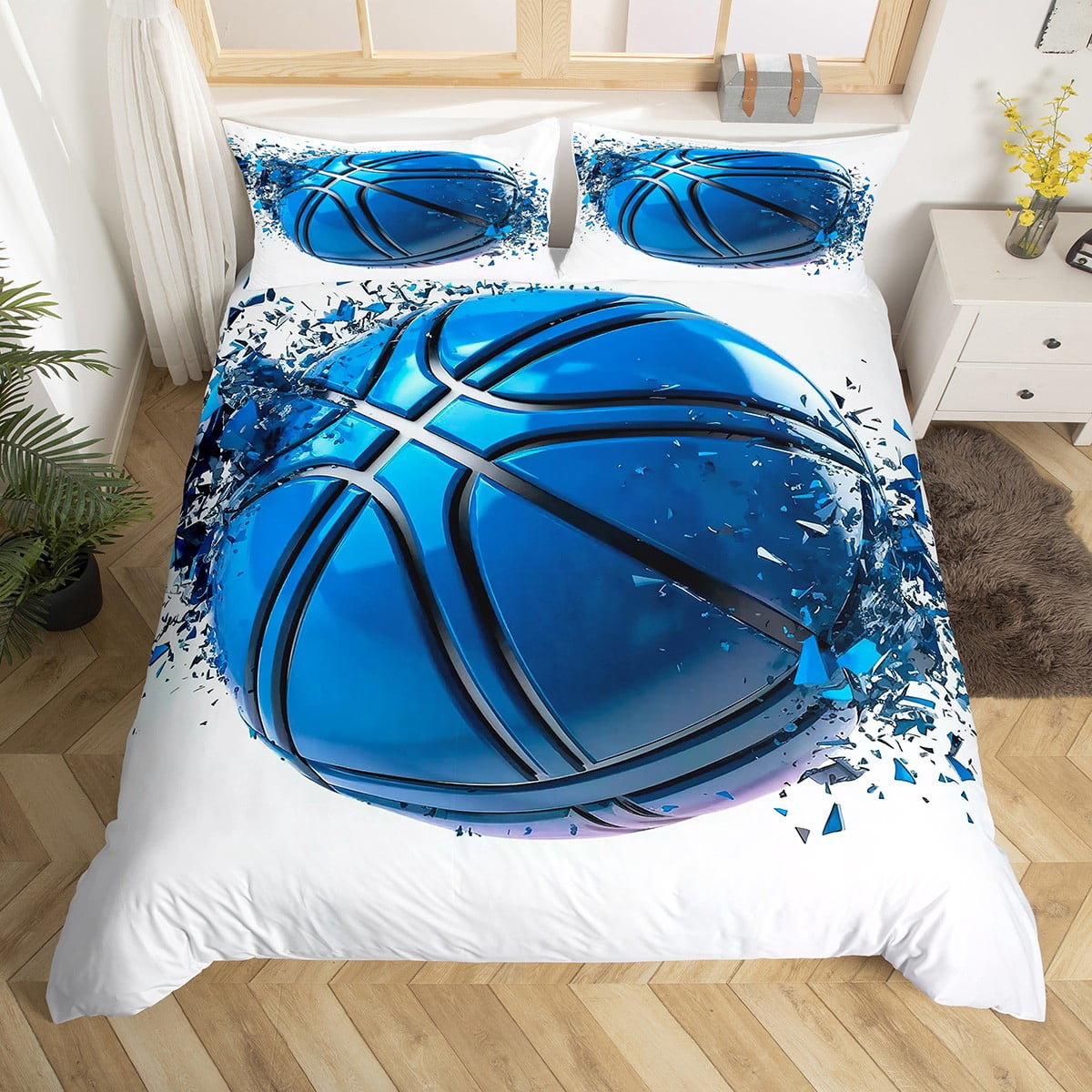 3D Basketball Duvet Cover,Blue Basketball Bedding Set for Teens Adults ...
