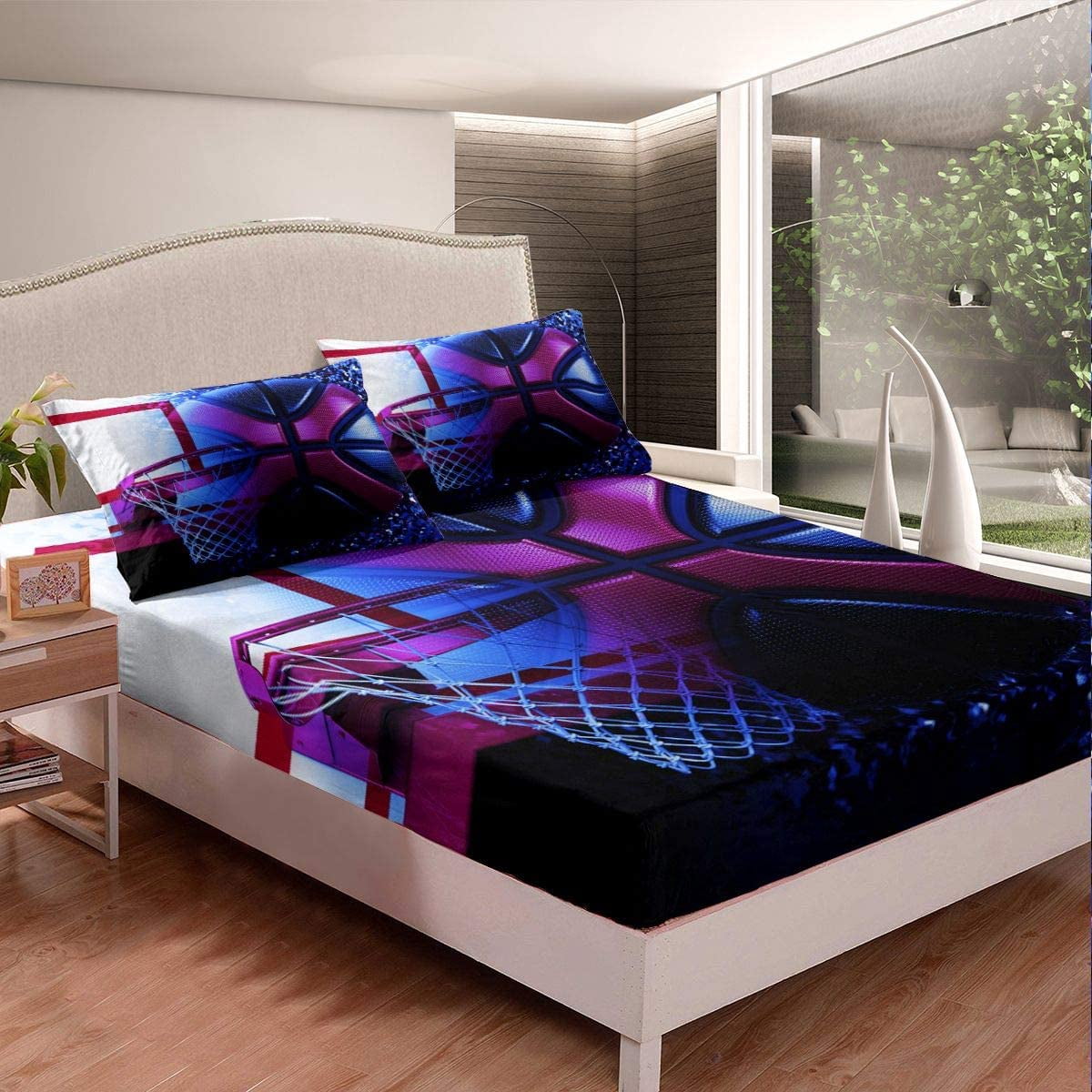 3D Basketball Fitted Sheet Sports Theme Bedding Set for Boy Children ...