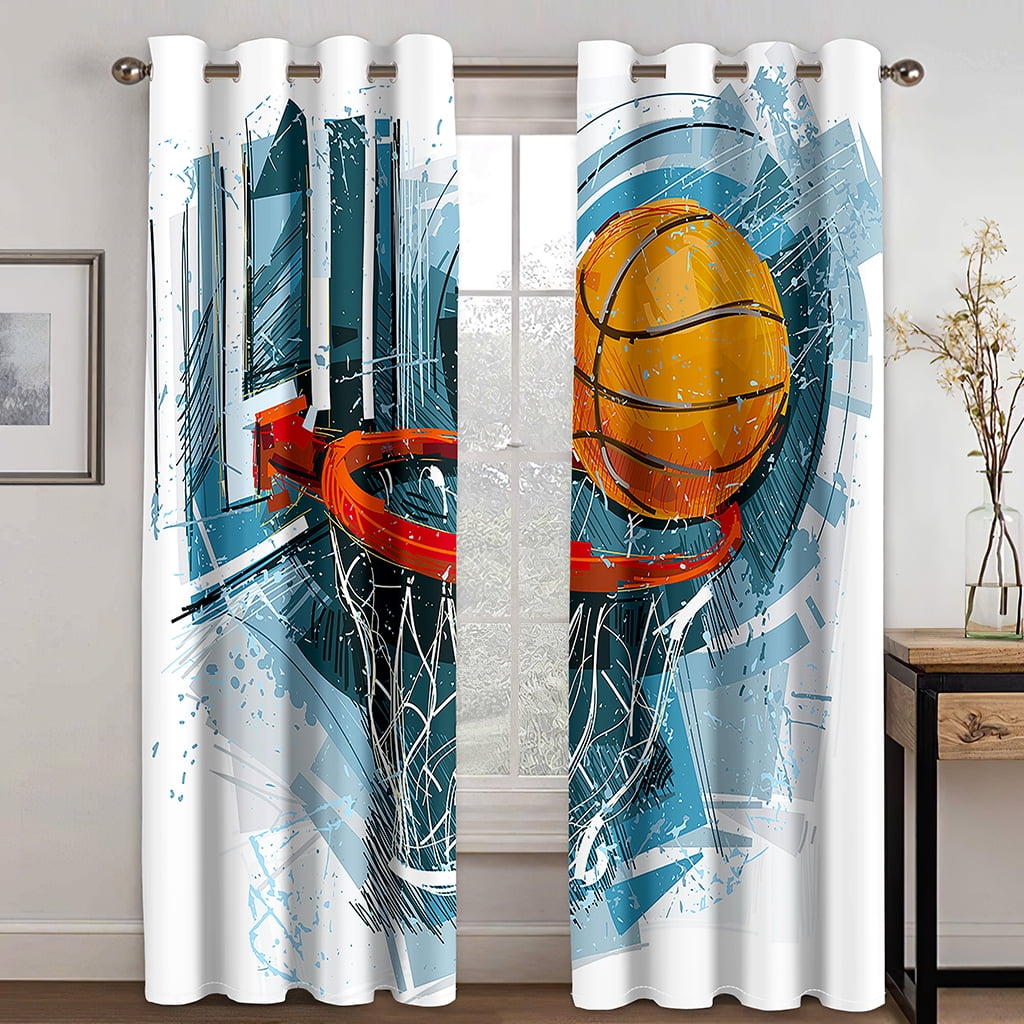3D Basketball Player Sports Man Thin Sunshade Curtains For Bedroom ...