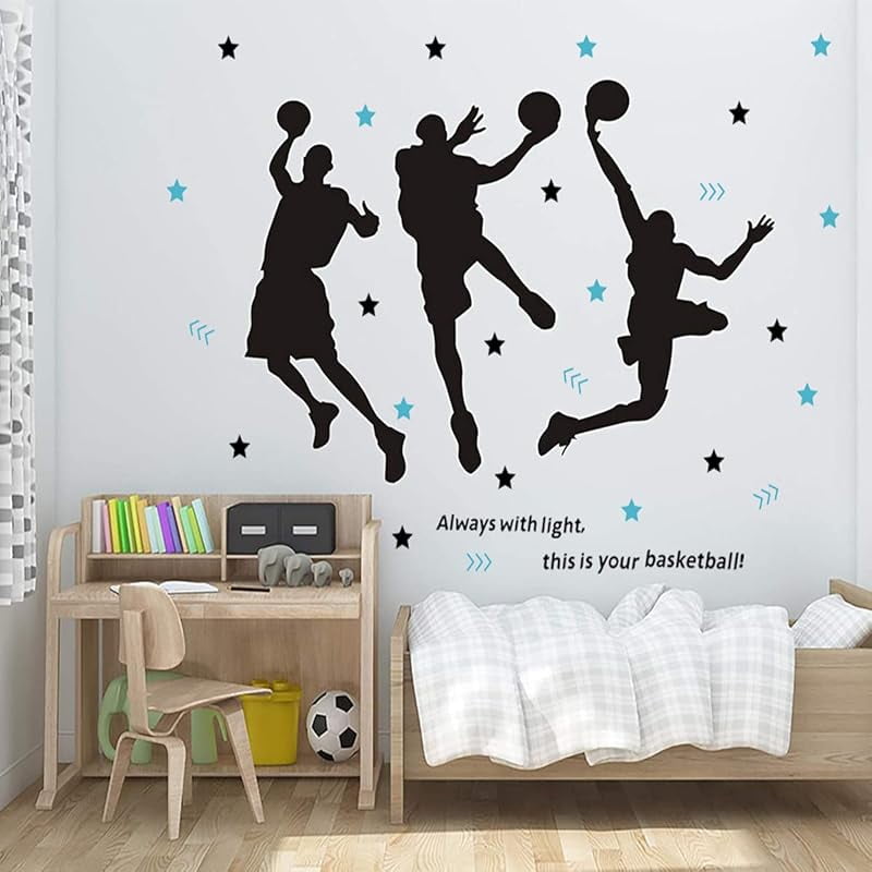 3D Basketball Player Wall Decals Decors for Boys Room,Sports Wall ...