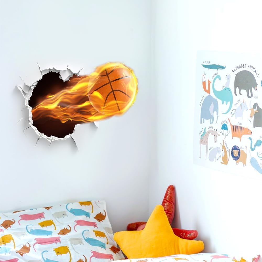 3D Basketball Sticker, 3D Basketball Inspiration Wall Sticker 30×40cm ...