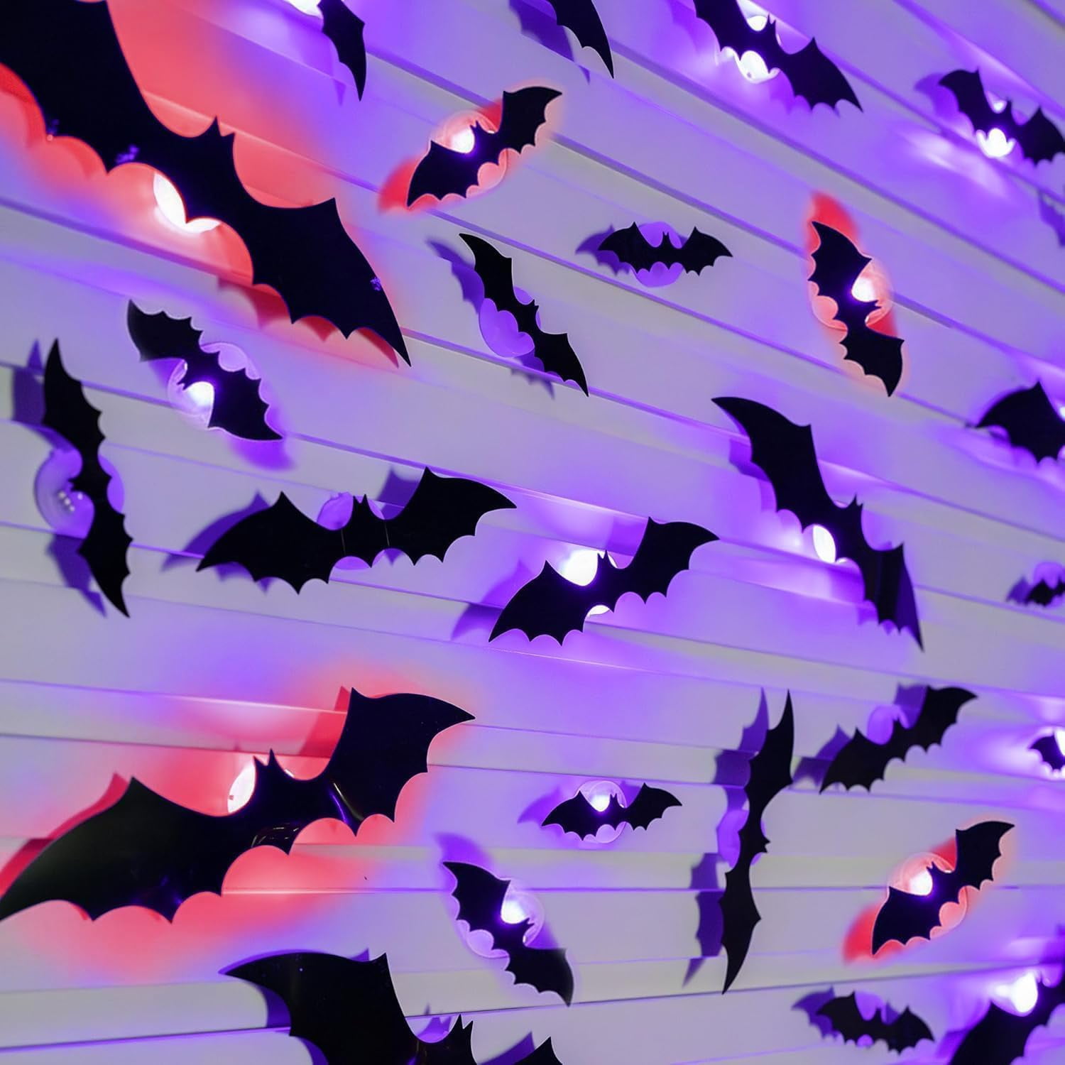 3D Bat Design LED Decoration, 5 Different Size Removable PVC Lighted 3D ...