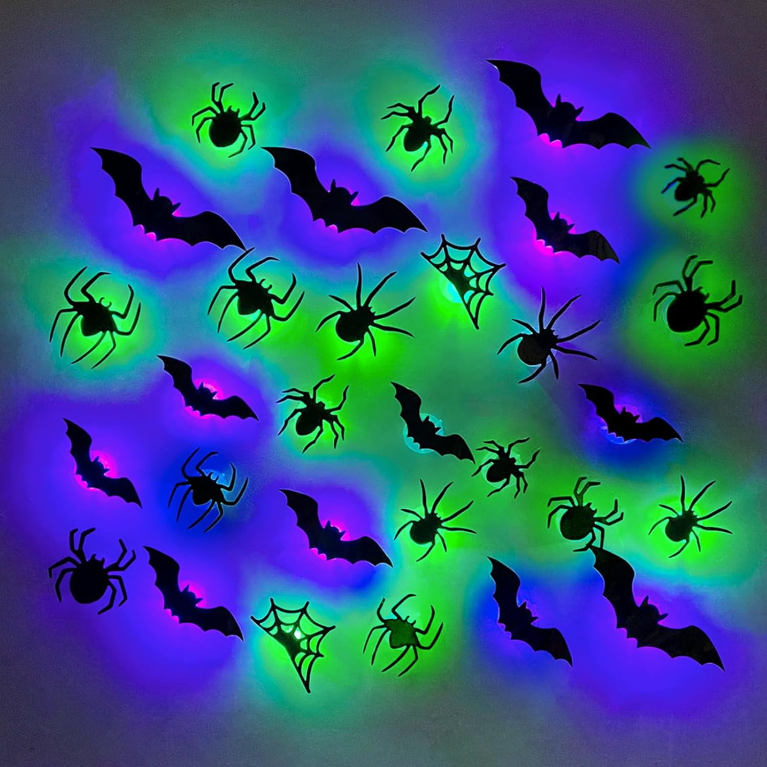 3D Bat Design LED Decoration, Cool Halloween 3D Lighted Bats, Removable ...