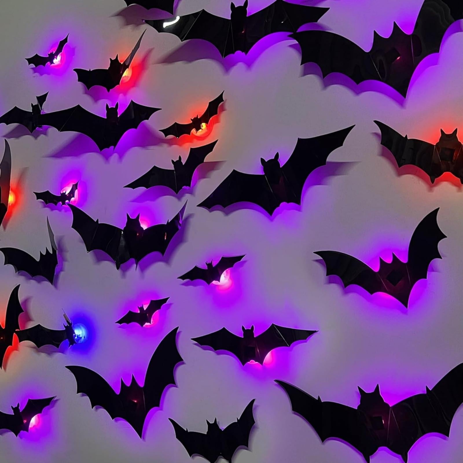3D Bat Design LED Decoration, Halloween Lighted Stickers Decor Light ...