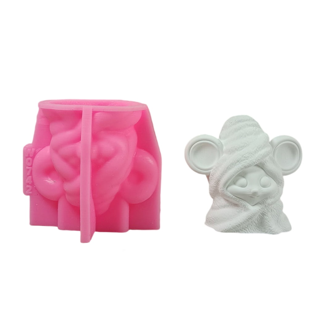 3D Bathrobe Mouse Figurine Silicone Molds for Candle Soap Chocolate ...