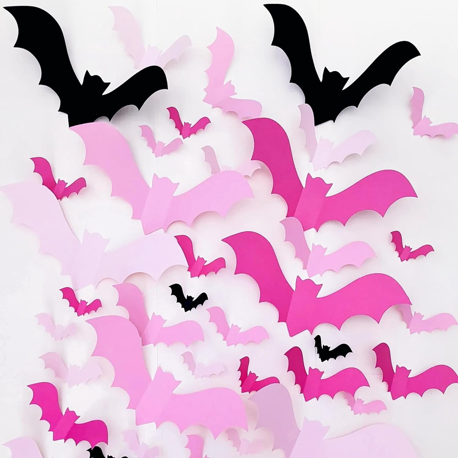 3D Bats Wall Decor Pink & Black Bat Halloween Decoration for DIY Home ...