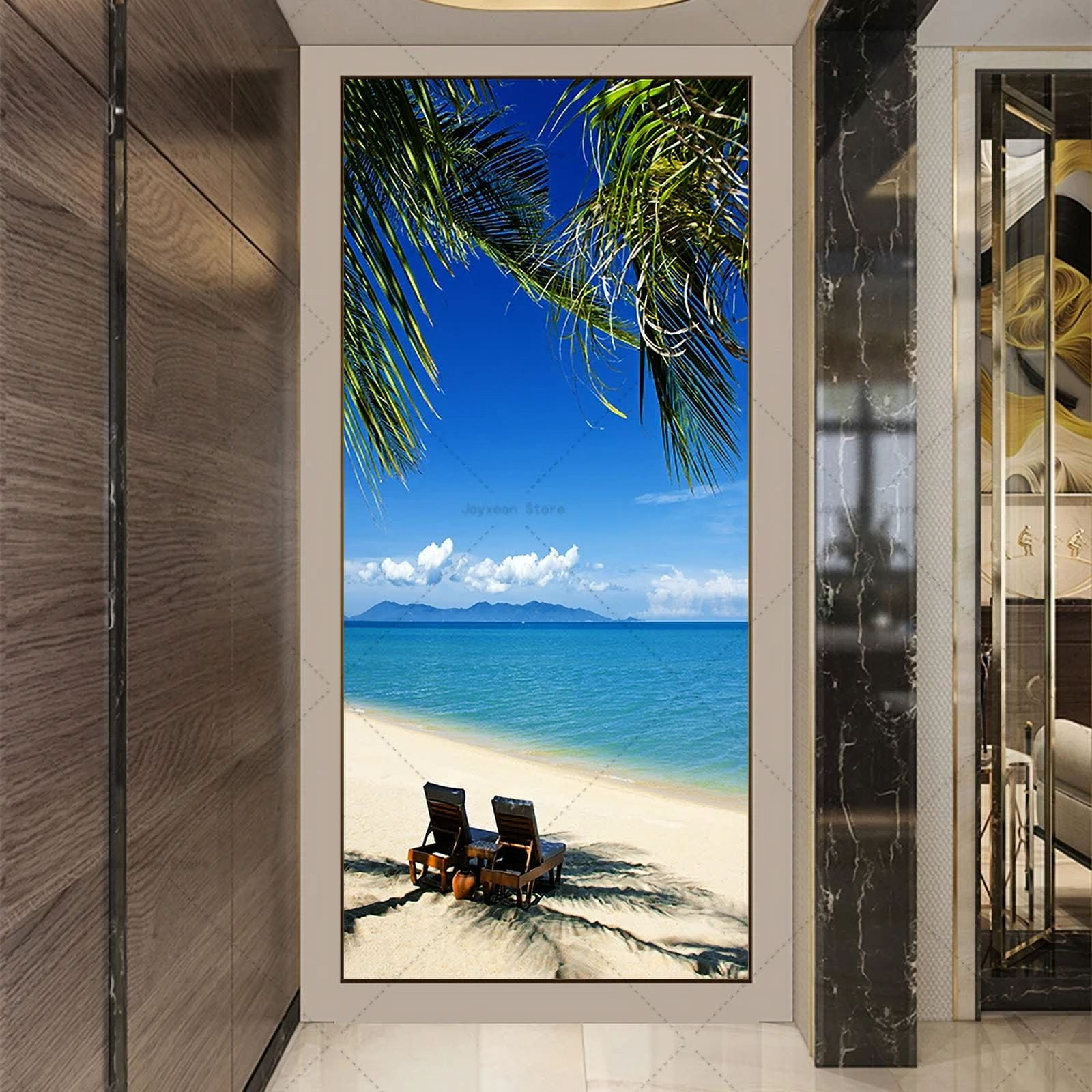 3D Beach Door Sticker Seaside Town Poster Vinyl PVC Matte Film ...