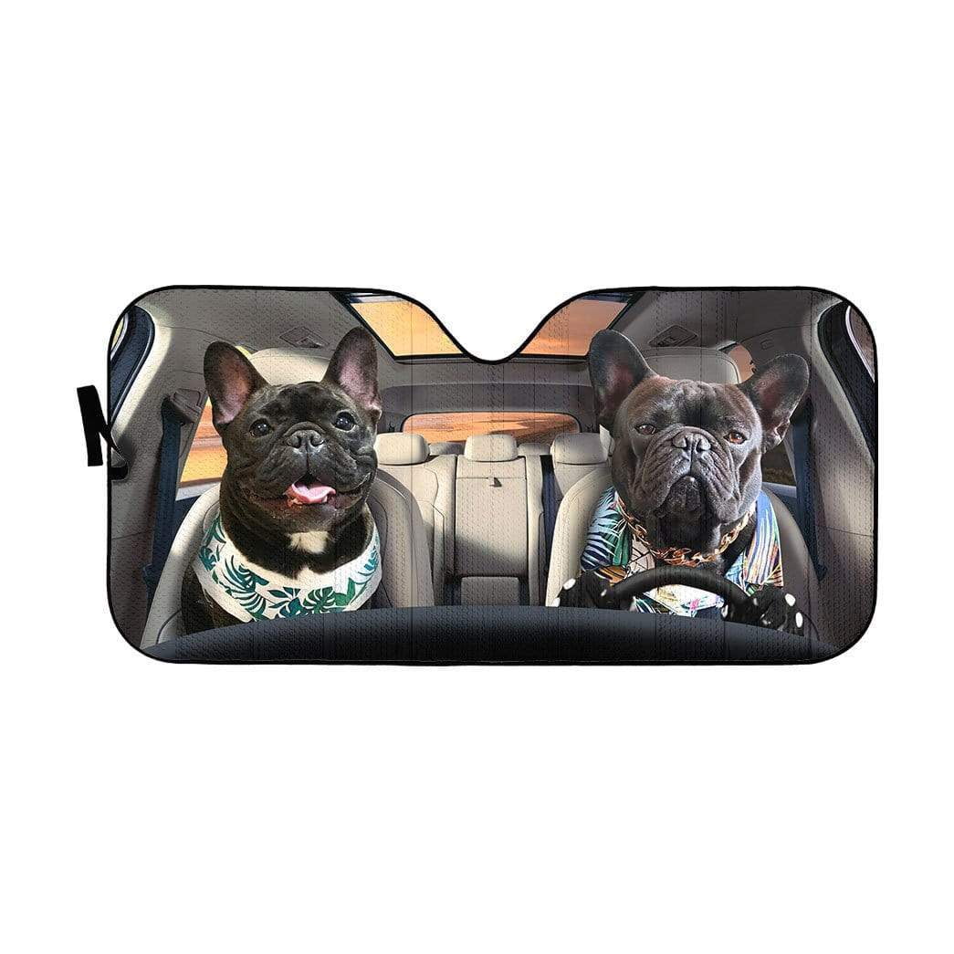 3D Beach Family Bulldog Car Auto Sunshades Windshield Heat Protection ...