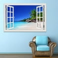 3D Beach Landscape Fake Window Poster Sticker Self-adhesive Seaside ...
