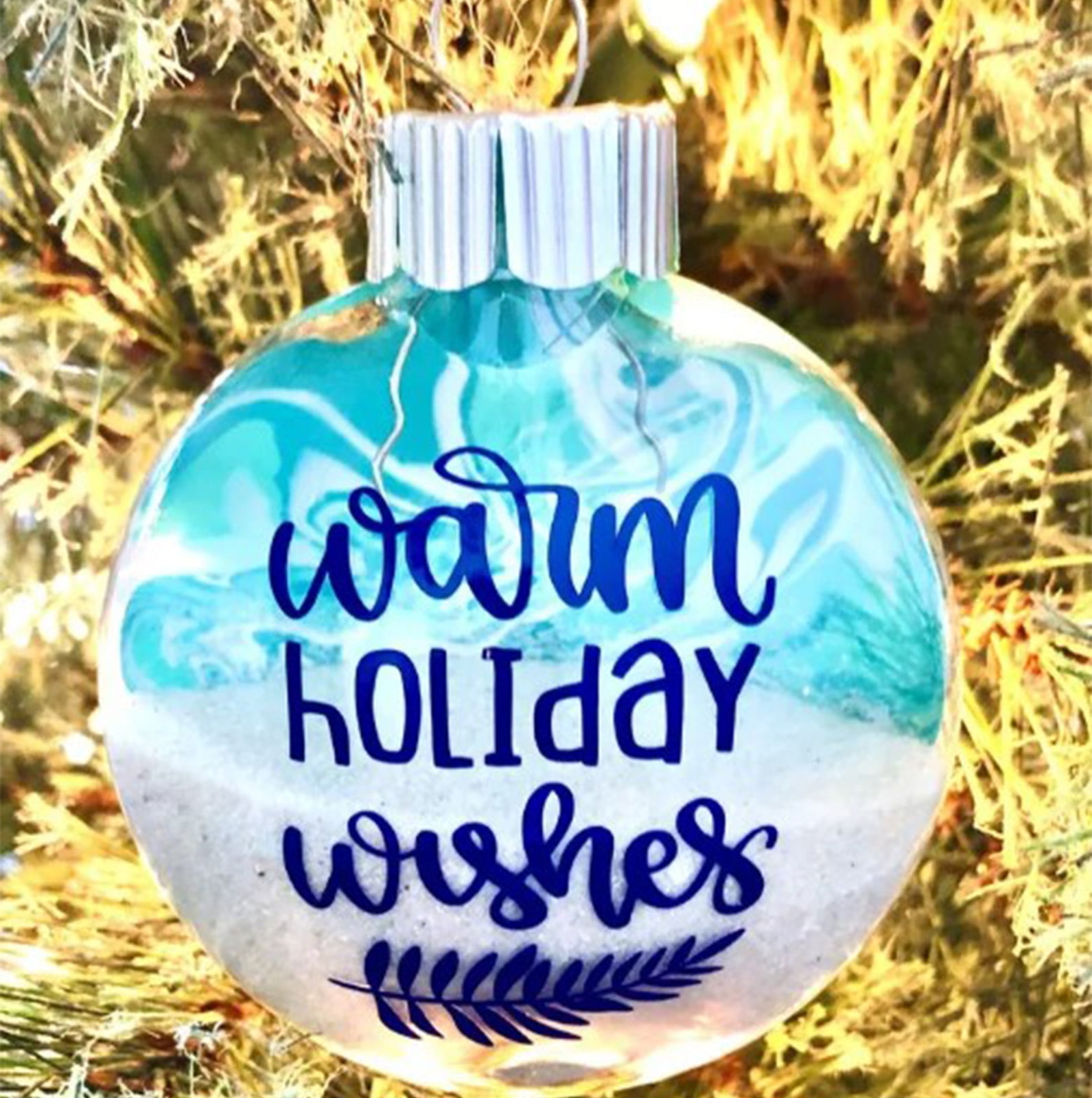 3D Beach Themed Christmas Ornaments Spherical Plastic Glass Bottle ...