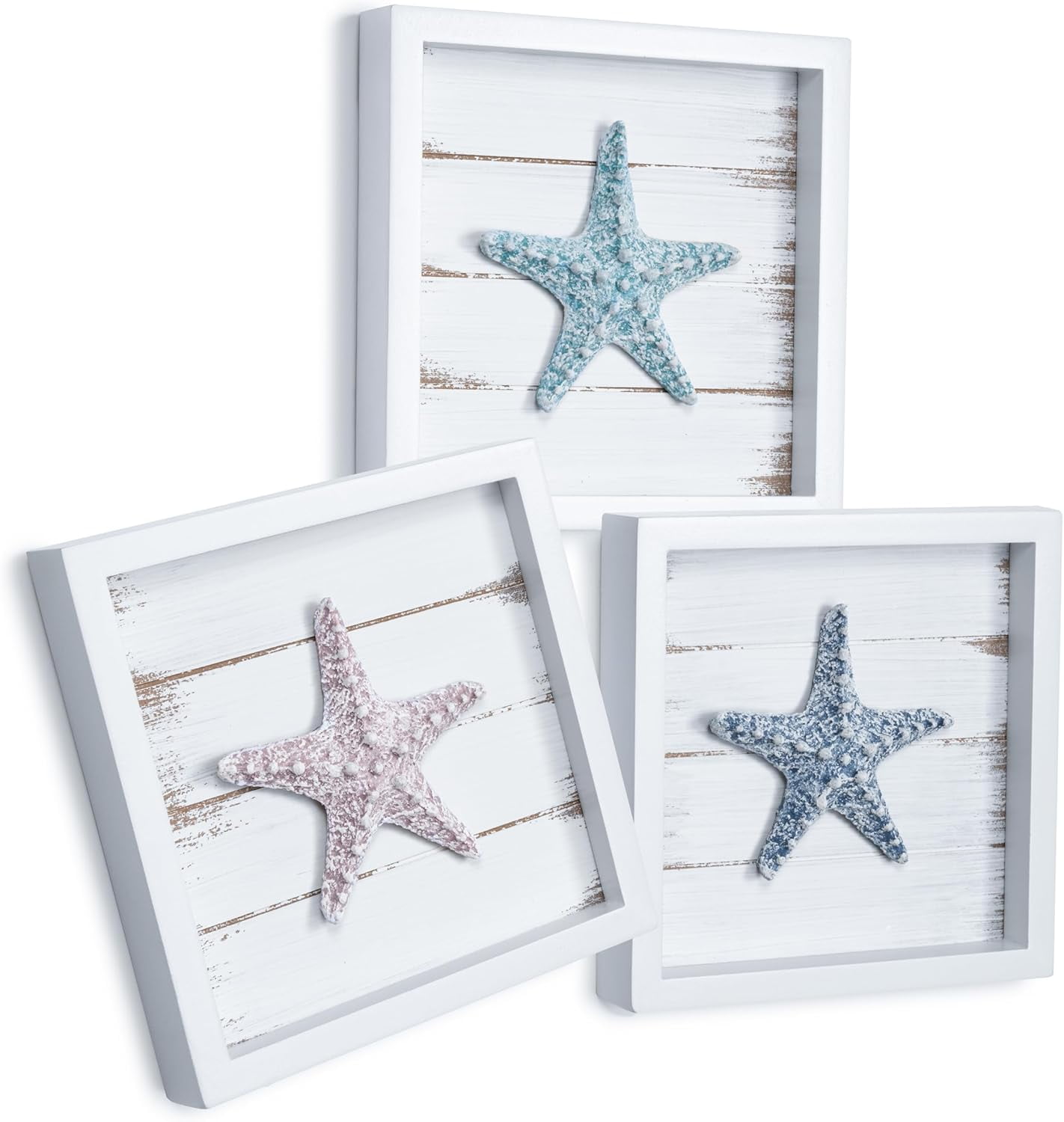 3D Beach Wall Art - Seashell with Starfish for Coastal Bathroom Decor ...