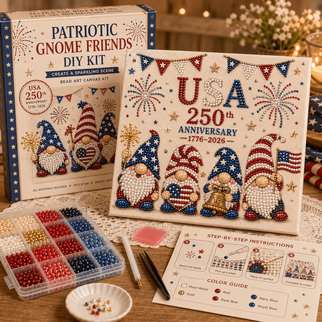 3D Bead Craft Kit USA 250th Anniversary Beaded Art DIY Kit Collection ...