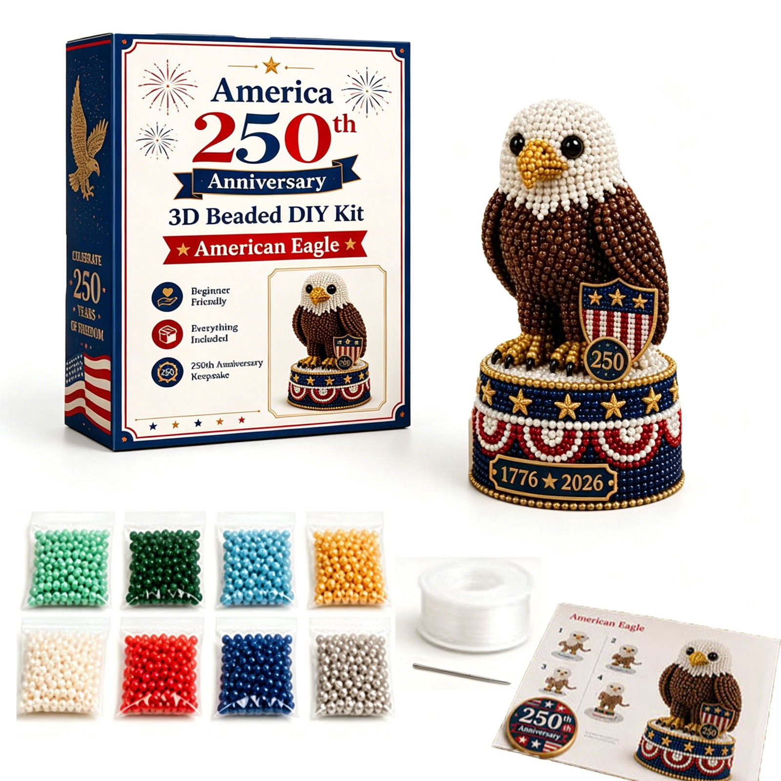 3D Beaded Animal DIY Craft Kit, Bead Art Ornament Series Set with ...