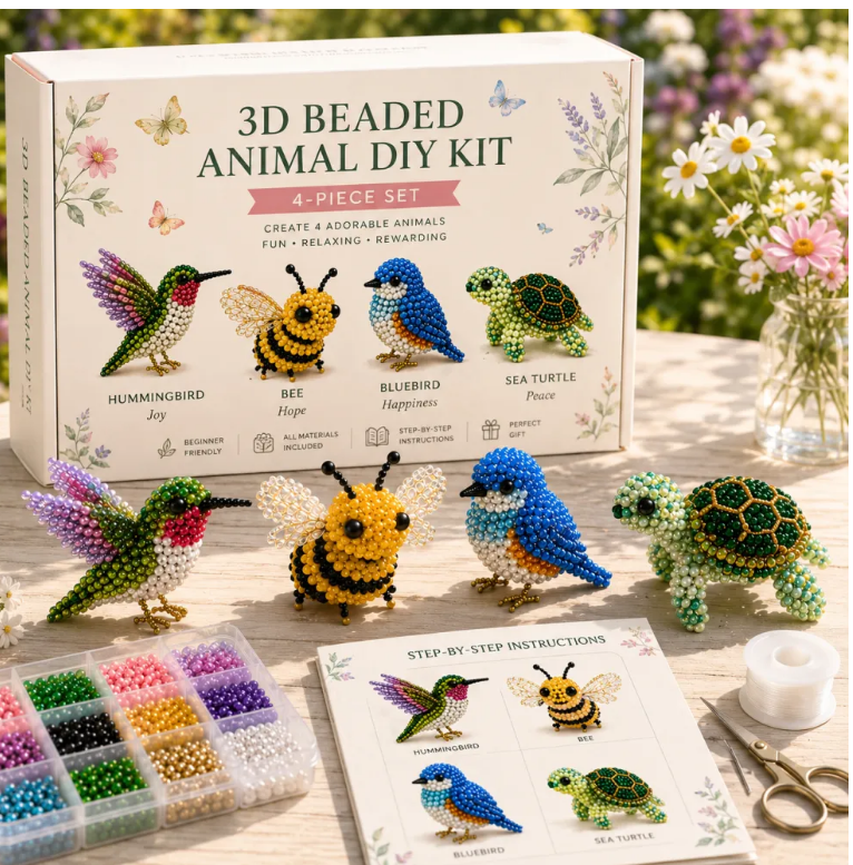 3D Beaded Animal DIY Kit, Assorted Cute Creatures, Beginner Friendly ...