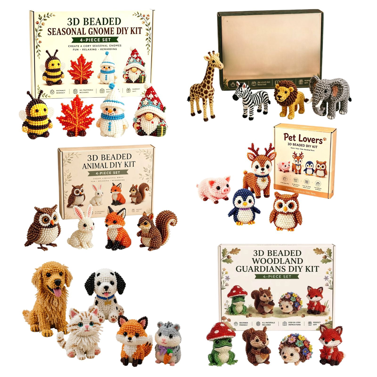 3D Beaded Animal DIY Kit, Mini DIY Beaded Animal Craft Kit, 3D Animal ...