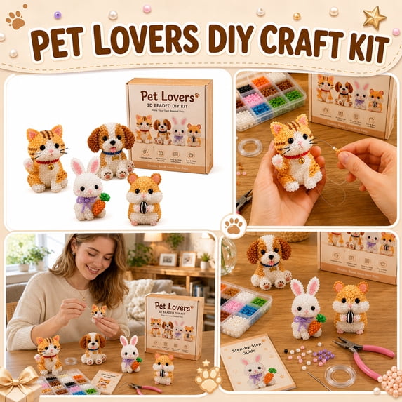 3D Beaded Animal Kit, 2026 NEW Petite Bead Animal Craft Set, Fun DIY ...