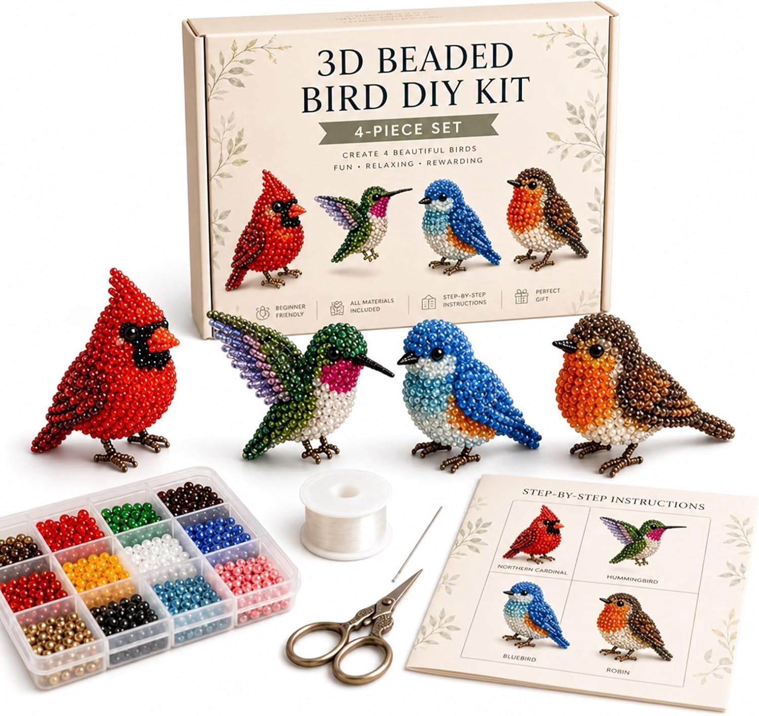 3D Beaded Animal Kit, DIY Animal Beading Craft Kit with Instructions ...