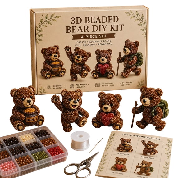 3D Beaded Bear DIY Kit, Creative Handmade Beading Craft Set, Fun Art ...