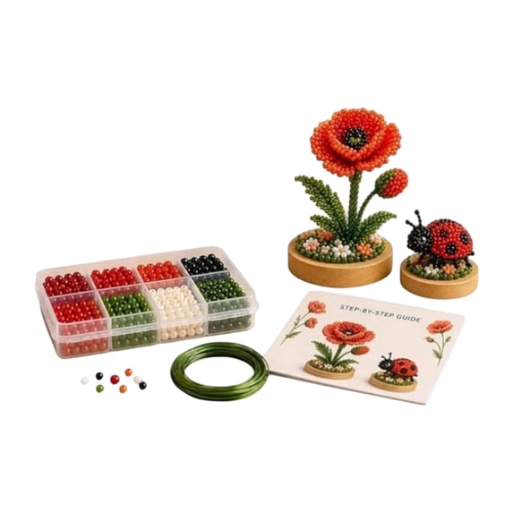 3D Beaded Birth Flower Craft Kit, DIY Floral Bead Art Kit with Bird ...